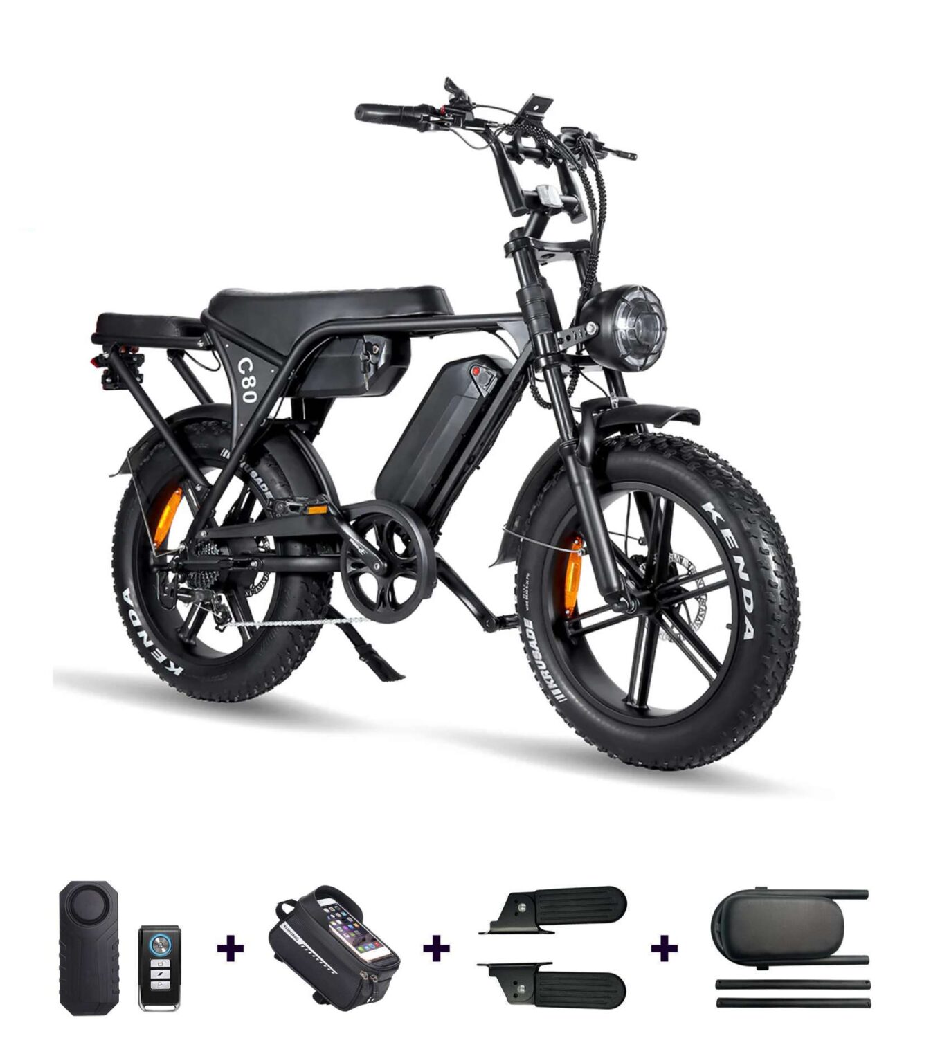 OUXI V8 (C80) PRO Zwart + Alarmsysteem + Voorrekje + Voetsteunen ...